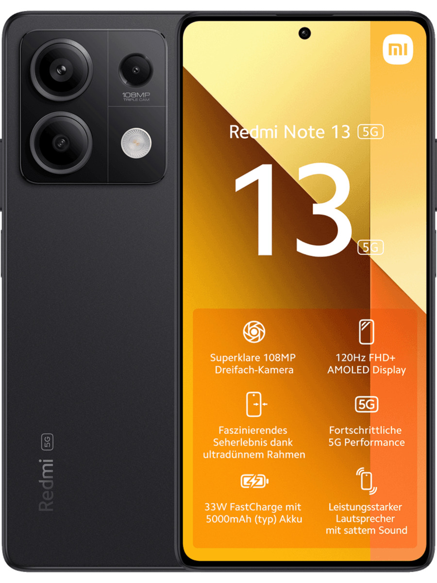 Xiaomi Redmi Note 13 5G 256 GB Graphite Black mit o2 Mobile Unlimited ...