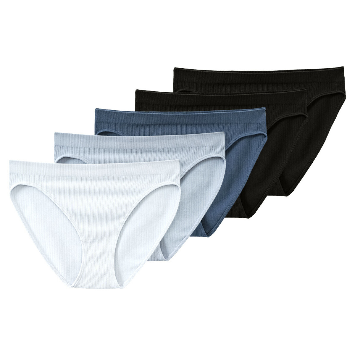5 Damen Slips in Seamless-Qualität SCHWARZ / BLAU / HELLBLAU von ...