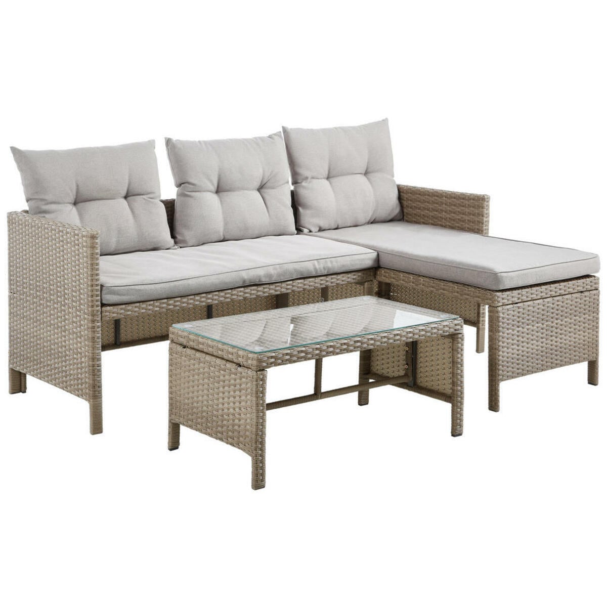 Ambia Garden Loungegarnitur grau , Rabac , Metall, Kunststoff, Glas ...