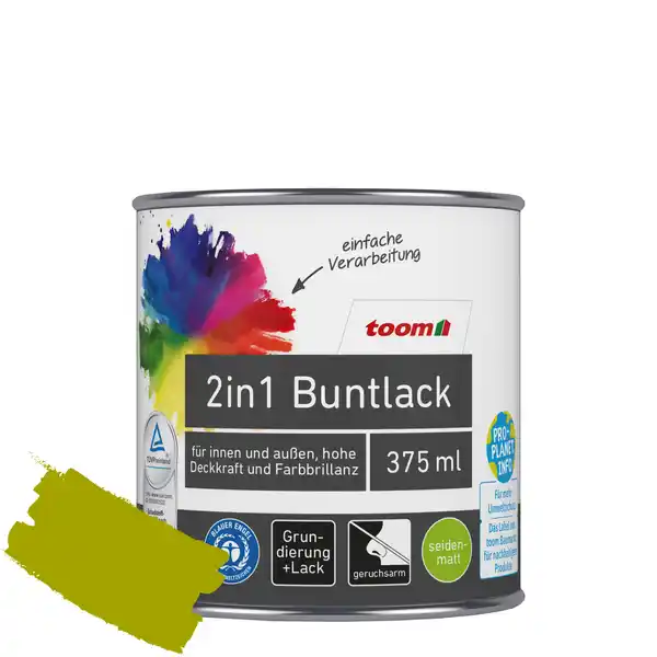 toom 2in1 Buntlack 'Frühlingswiese' limettengrün seidenmatt 375 ml von ...